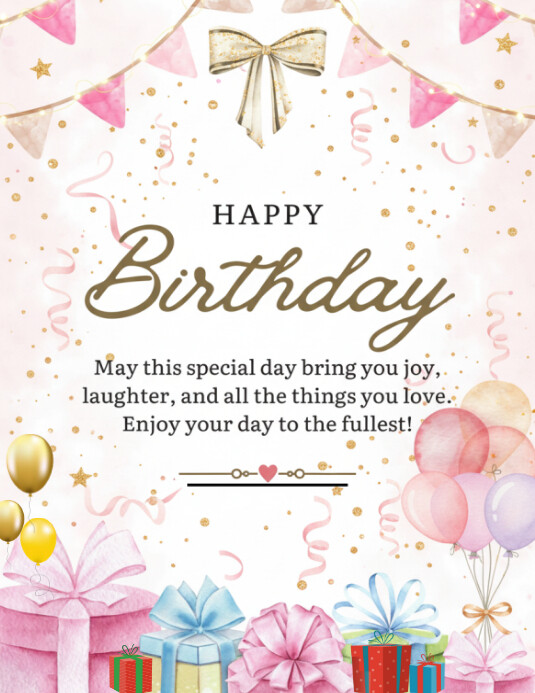 Happy Birthday Wish Card | Printable Greeting & Editable Template ...