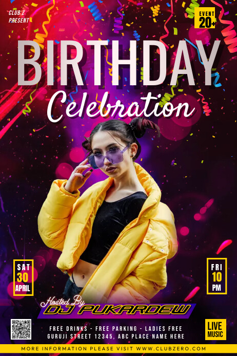 happy birthdaybirthday party ad design Template | PosterMyWall