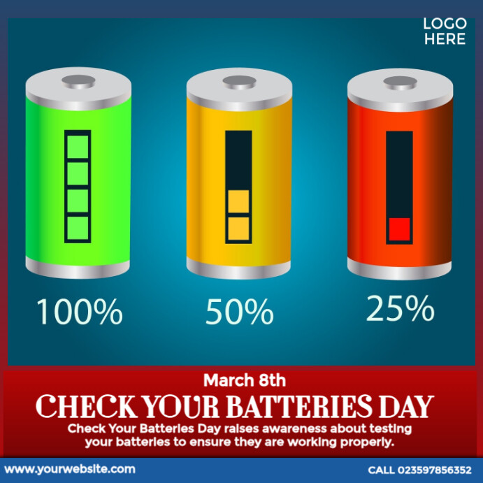 Happy Check Your Batteries Day Template | PosterMyWall
