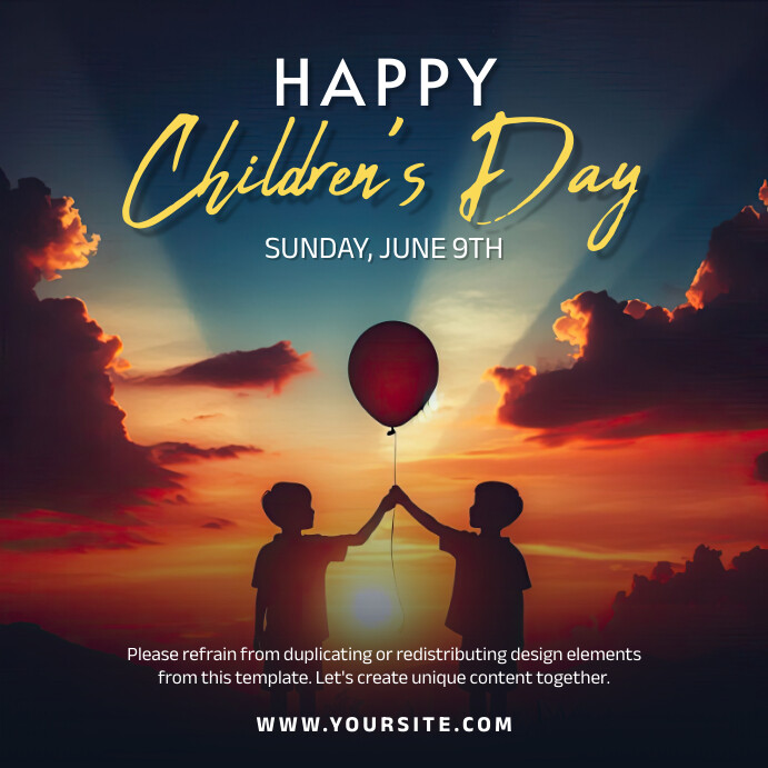 Happy Children's Day 2024 Social Media Templa Template | PosterMyWall