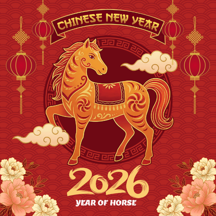 Happy Chinese New Year 2026 Celebration Instagram Post Templat ...