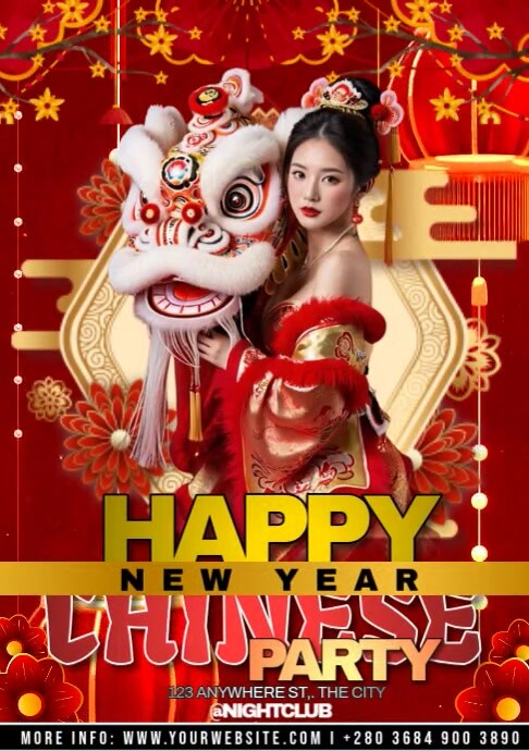 Happy Chinese New Year flyer Template | PosterMyWall