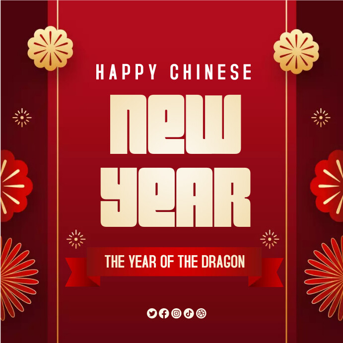 Happy Chinese New Year greeting poster Template | PosterMyWall