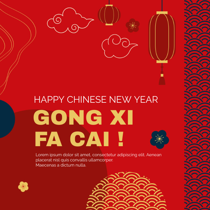 Happy Chinese New Year Greeting Poster Template | PosterMyWall