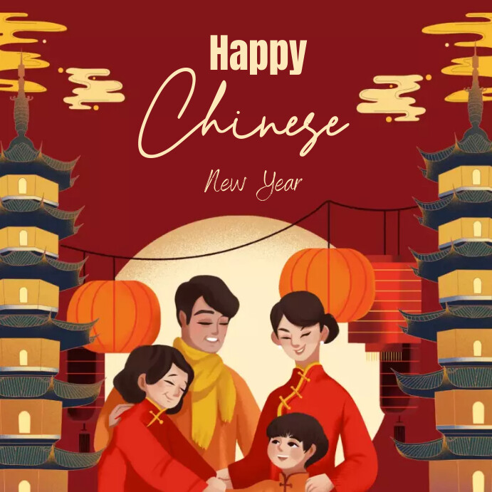 happy chinese new year instagram post Template | PosterMyWall
