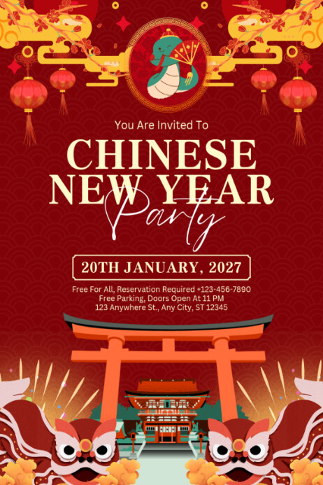Copy of Happy Chinese new year party flyer | PosterMyWall