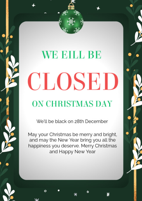 Happy Christmas closed Template | PosterMyWall
