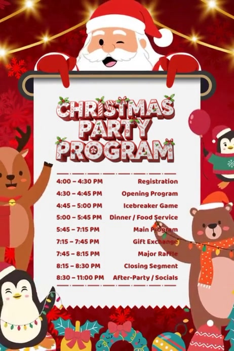 Happy Christmas Party Program Template | PosterMyWall