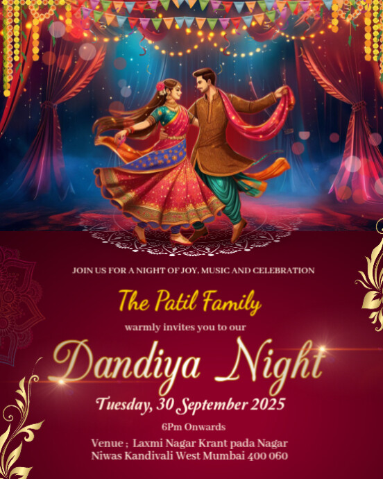 Copy of Happy Dandiya night garba festival Navratri flyer Event ...