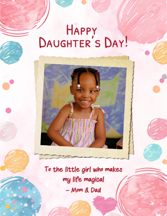 Happy Daughter's Day Greeting Card Printable Template | PosterMyWall