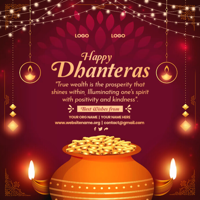 Copy of Happy Dhanteras Best Wishes Post Template | PosterMyWall
