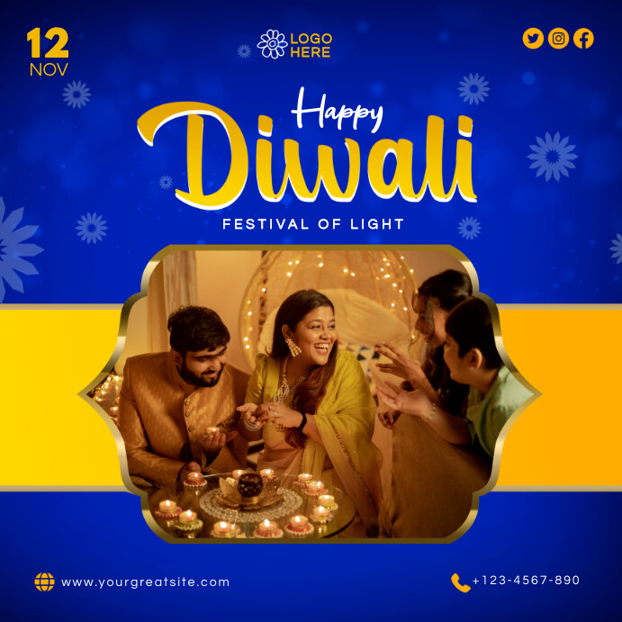 Happy Diwali Festival of Light IG Post | PosterMyWall
