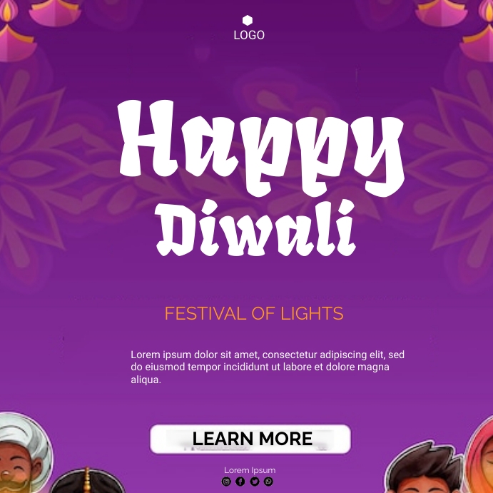 HAPPY DIWALI PARTY INSTRAGRAM TEMPLATE | PosterMyWall