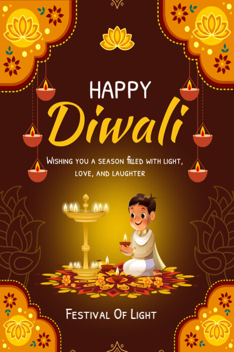 Happy Diwali Poster Design 2024 Template | PosterMyWall