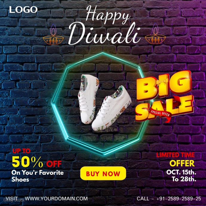 Happy Diwali Sale Up To 50% Off Instagram Pos Template | PosterMyWall