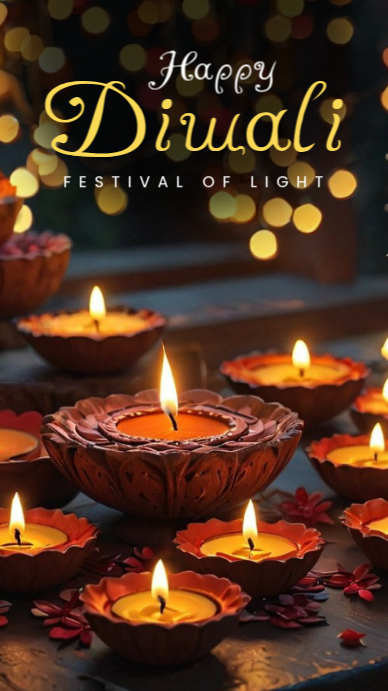 Happy Diwali Wishes Template | Editable Festival Greeting & Lights ...