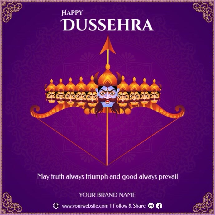 Happy Dussehra Greetings Social Media Post Template | PosterMyWall