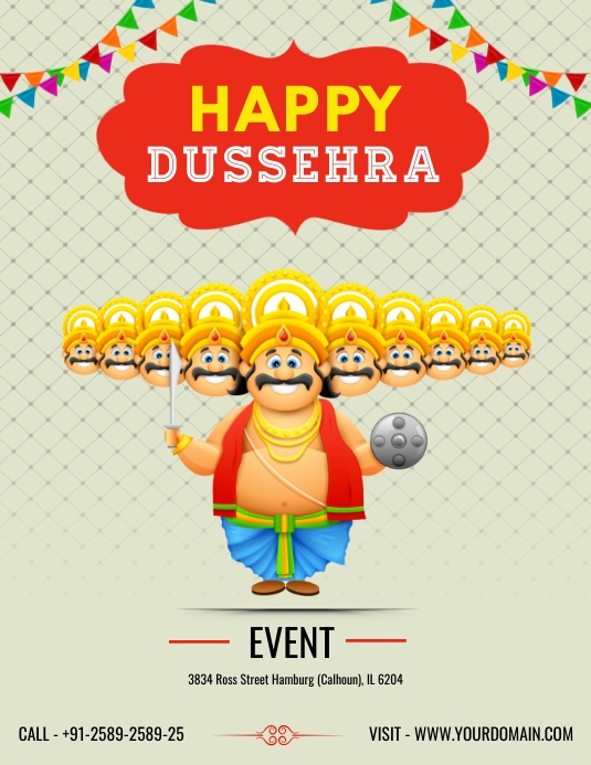 Happy Dussehra Wishes Flyer Template | PosterMyWall