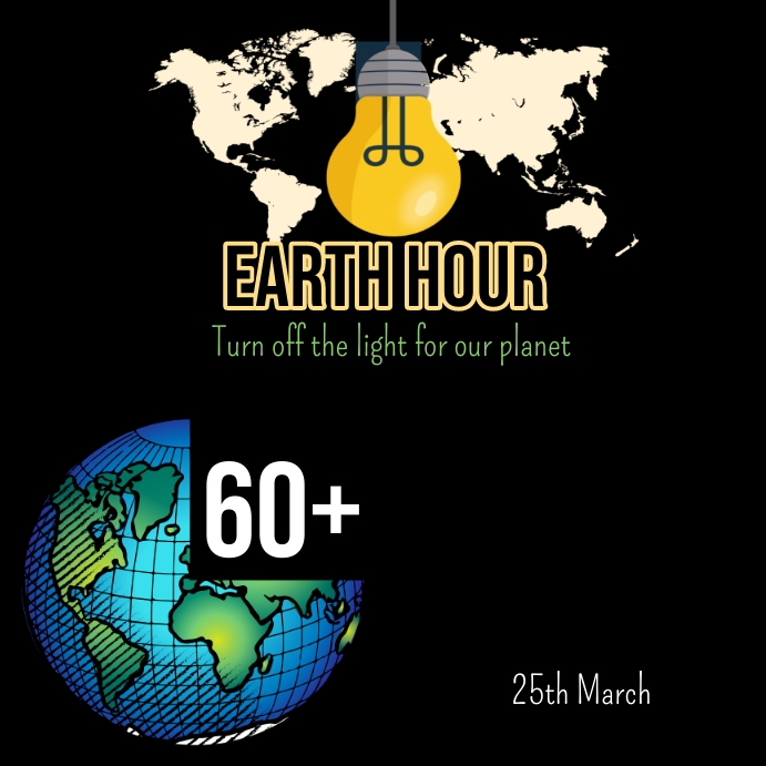 happy earth hour, earth hour post, earth hour Template | PosterMyWall