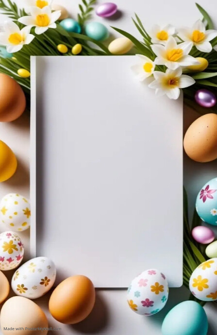 Happy Easter background with Easter eggs Template | PosterMyWall