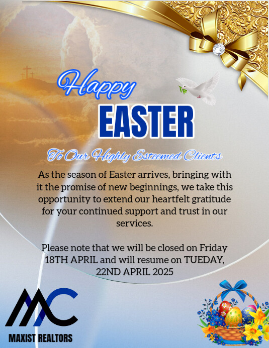 Happy Easter Card Ad Template | PosterMyWall