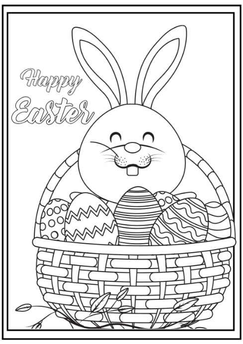 Happy Easter colouring page Template | PosterMyWall