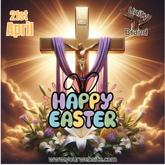 Happy Easter cross and veil template | PosterMyWall