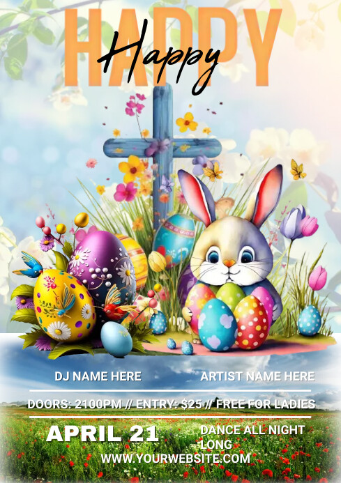 Happy Easter day flyer Template | PosterMyWall