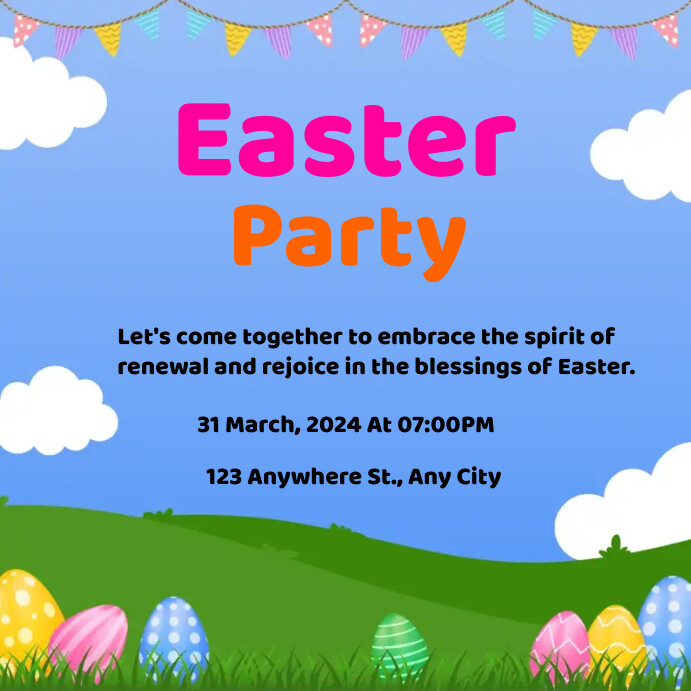 Happy Easter day party templates-skabelon | PosterMyWall