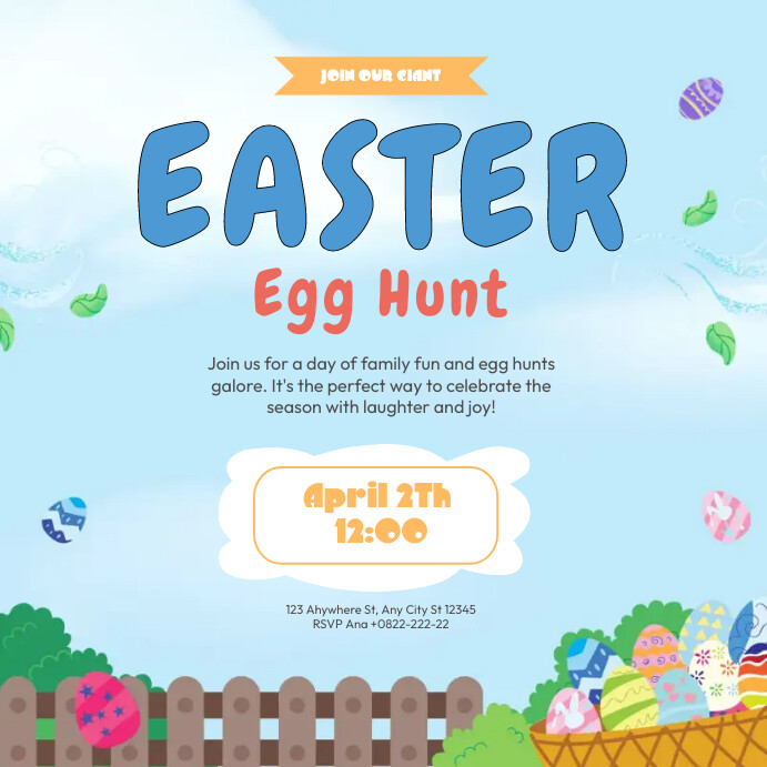 HAPPY EASTER egg hunt Template | PosterMyWall
