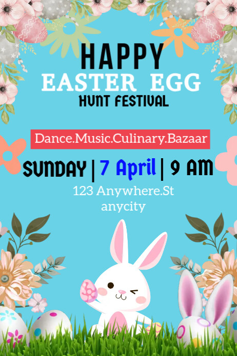 Happy EASTER EGG HUNT festival Template | PosterMyWall