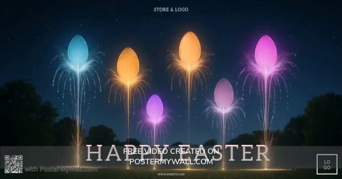Plantilla de Happy easter fireworks video | PosterMyWall
