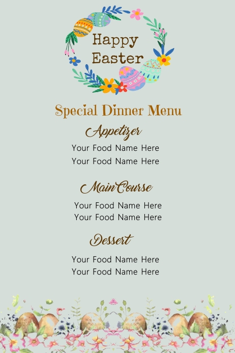Happy Easter Menu Card Template | PosterMyWall
