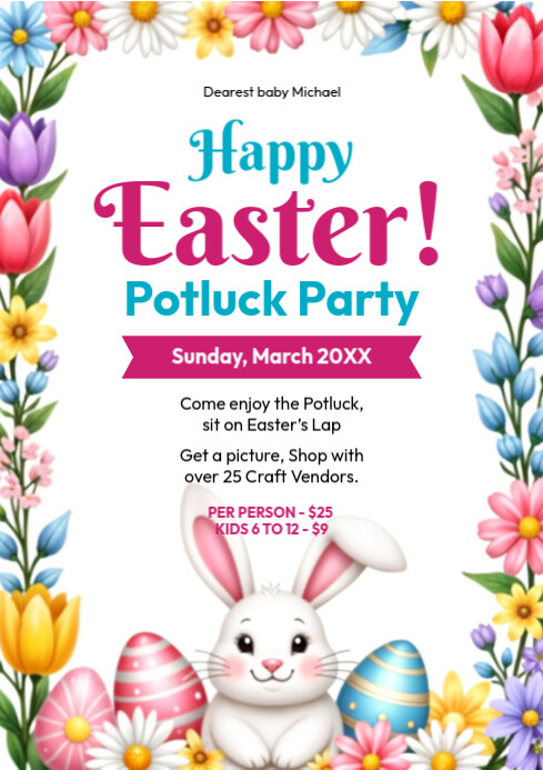 Happy Easter potluck party Template | PosterMyWall