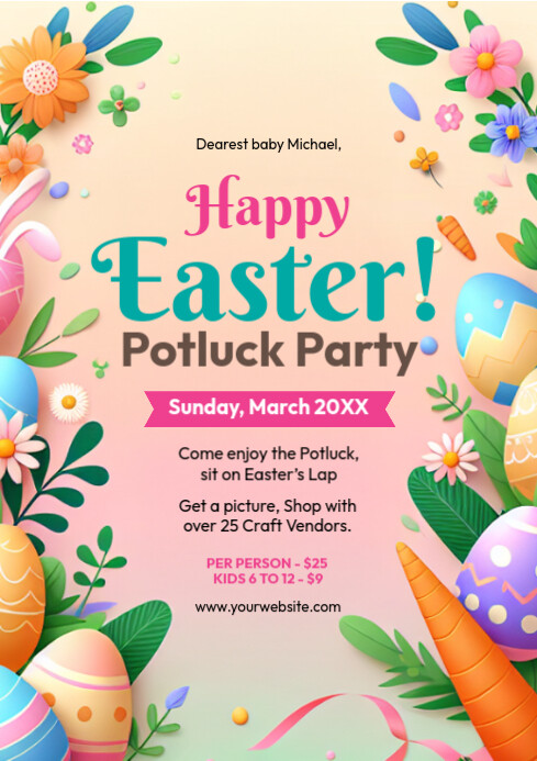 Happy Easter potluck party invite Template | PosterMyWall