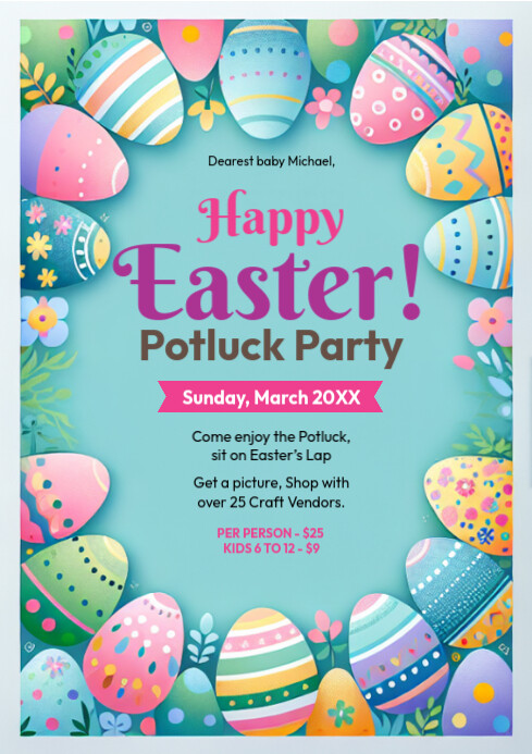 Modèle Happy Easter potluck party invite | PosterMyWall