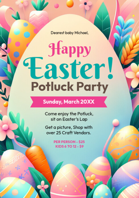 Happy Easter potluck party invite Template | PosterMyWall