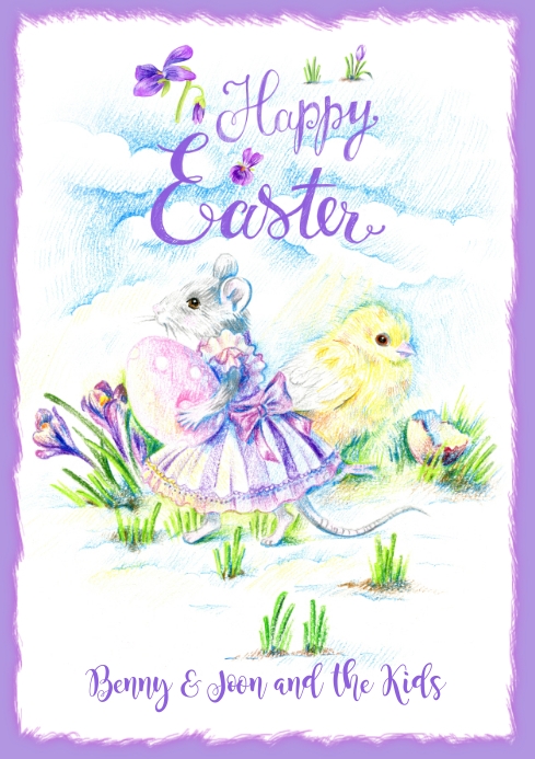 Copy of Happy Easter Victorian Mouse Watercolor | PosterMyWall