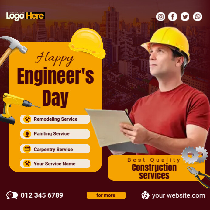 Happy Engineer's Day Work Template | PosterMyWall