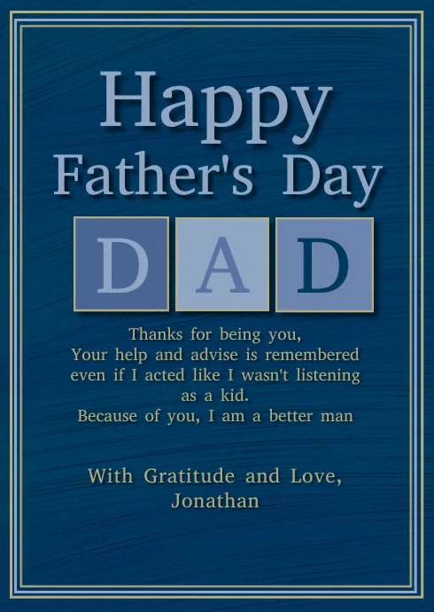 Happy Father's Day Modern Blue Greeting Card Template | PosterMyWall