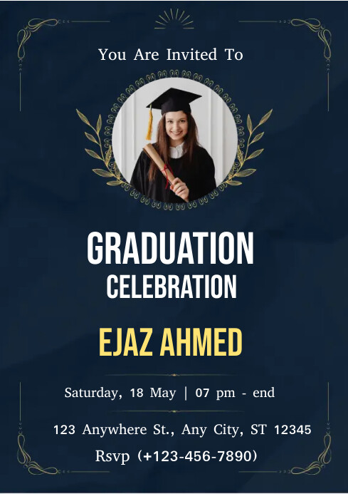 happy graduation party invitation ceremony Template | PosterMyWall