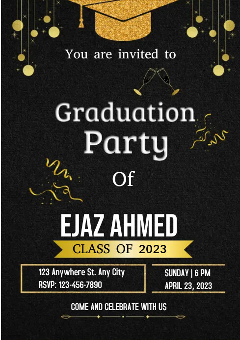 happy graduation party invitation ceremony Modelo | PosterMyWall