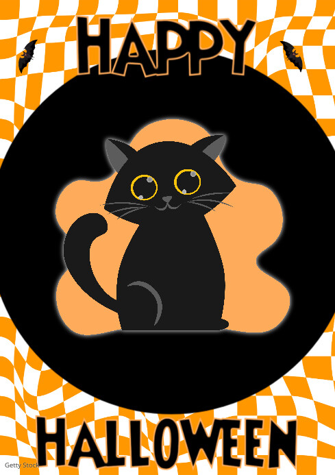 Happy Halloween Cute Cat Card Template | PosterMyWall