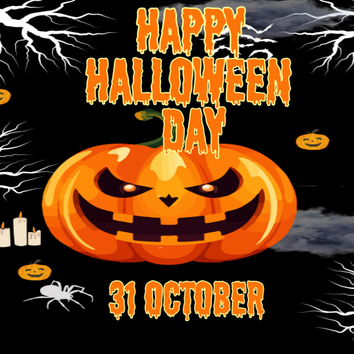 Happy Halloween day Instagram post 31 October 2024 Template | PosterMyWall