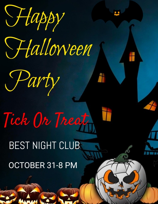 happy halloween party club event flyer Template | PosterMyWall
