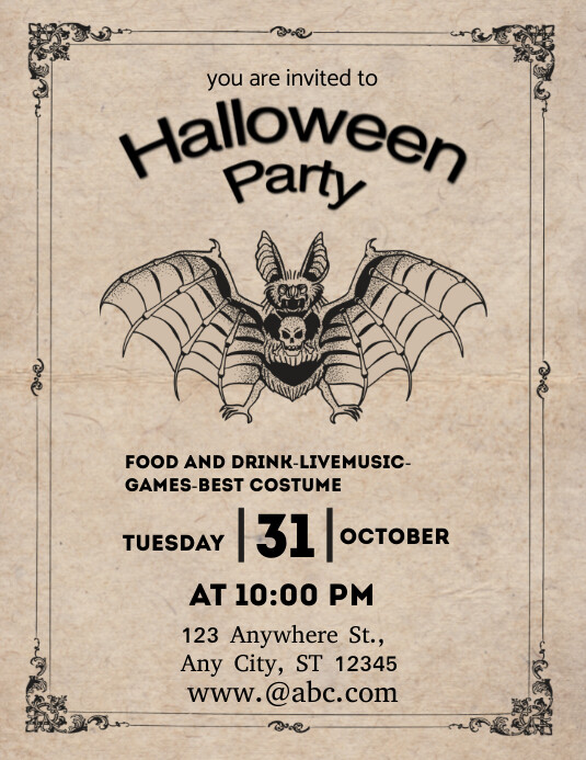 School Halloween Party Invitations Printable