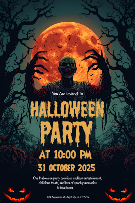 Happy Halloween party template 2025 | PosterMyWall