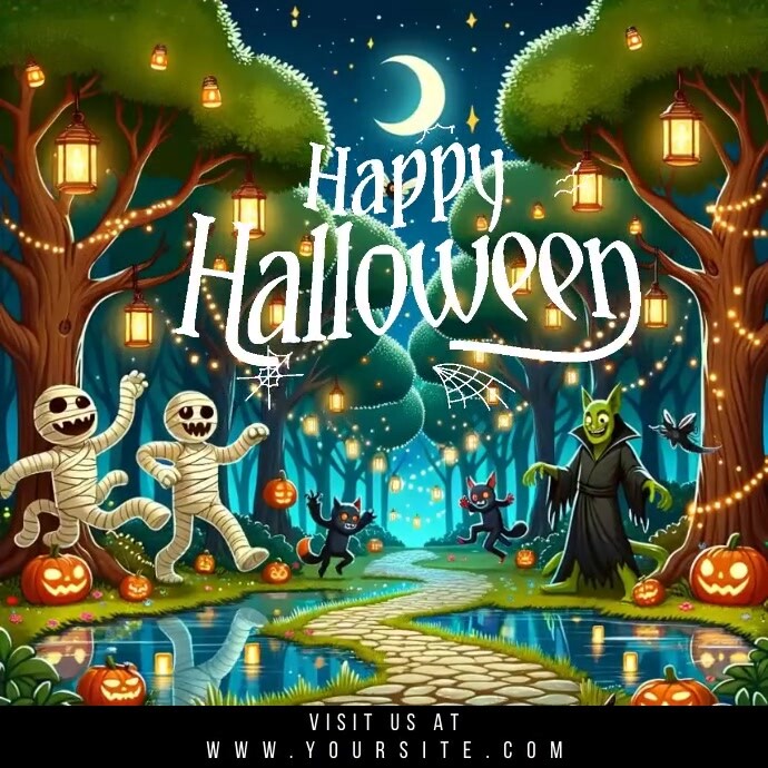 happy Halloween scary post Template | PosterMyWall