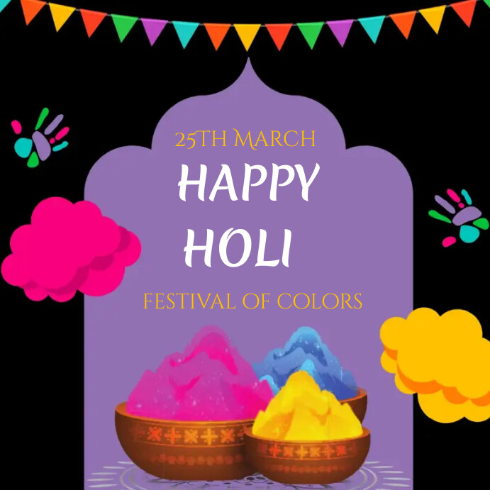 Happy Holi festival Instagram Post Template | PosterMyWall