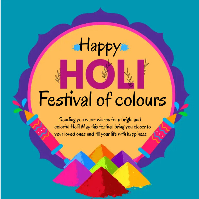 Happy Holi festival Instagram Post Template | PosterMyWall